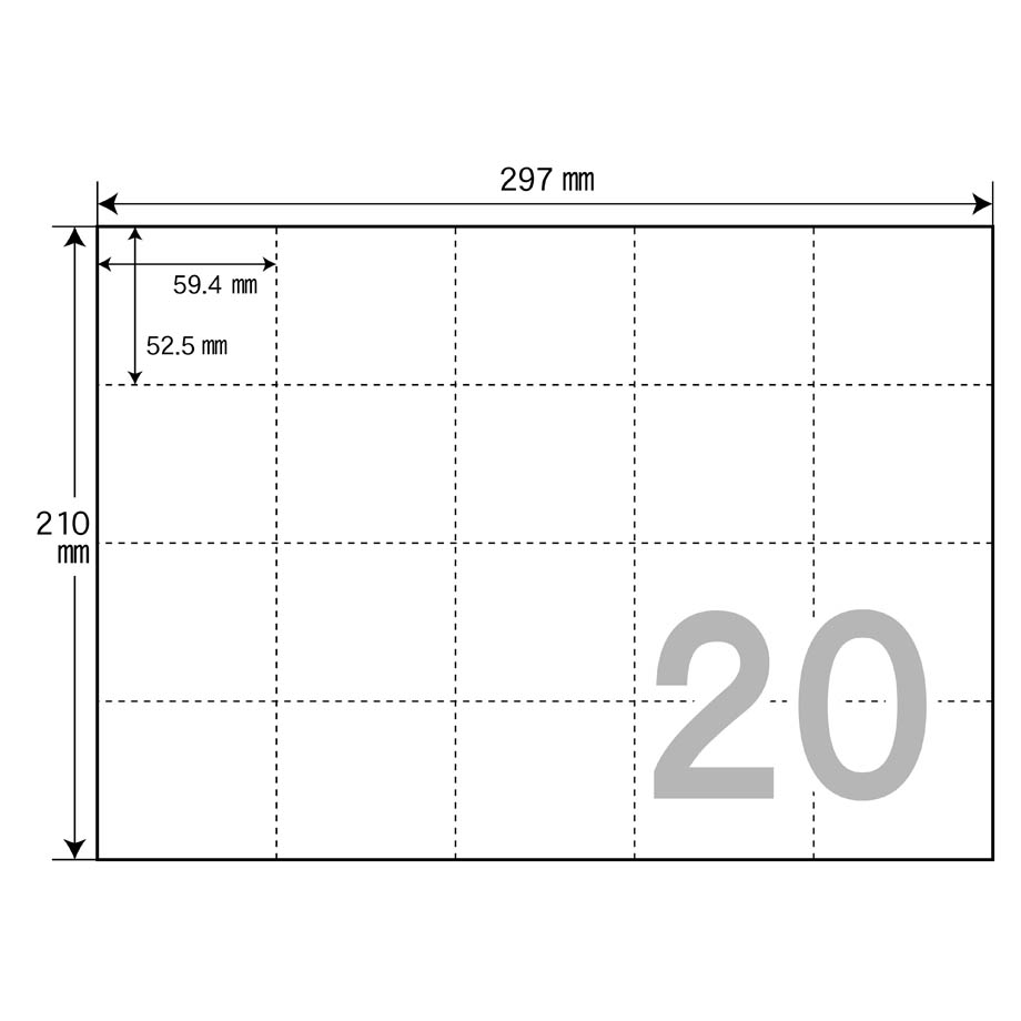 A4ミシン入り用紙 POP・プライスカード用 20分割 上質70kg｜手でも切り離せる多用途プリンター用紙 | 店舗・オフィス向け紙製品＆販促資材【フォーワテックドットコム】